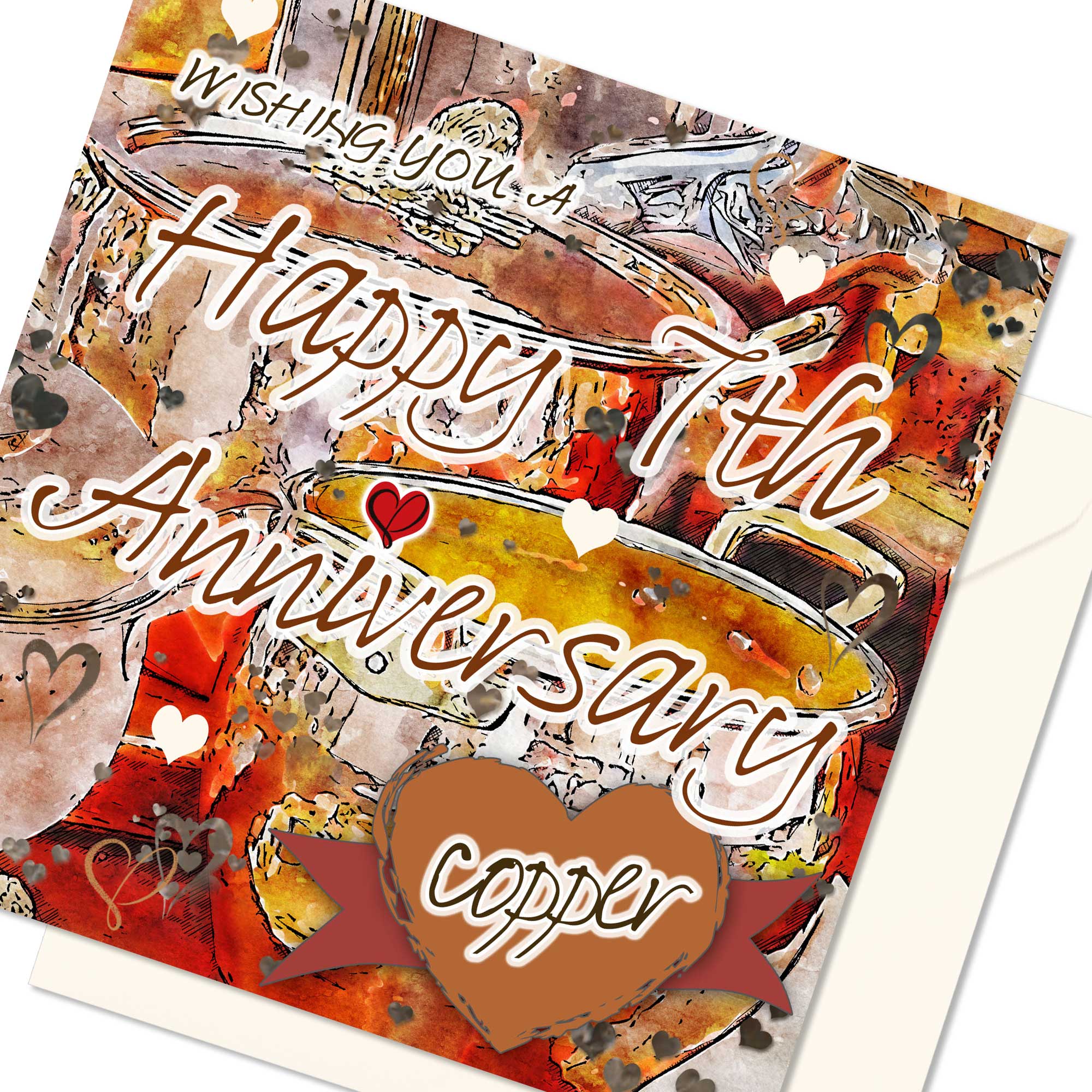 7th Wedding Anniversary Card Copper Wedding Anniversary