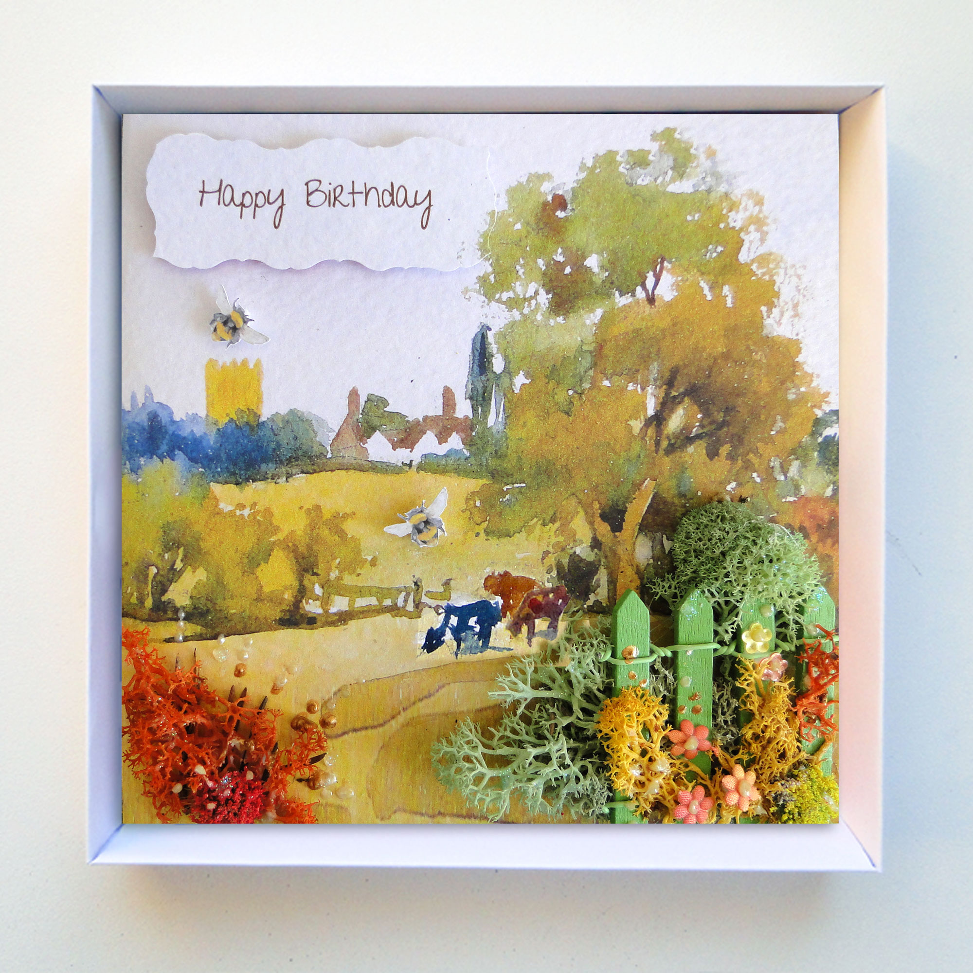 English Landscape Boxed Card Luxury Design Happy Birthday