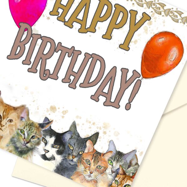 Birthday Cat Lovers Card Personalised Front Option