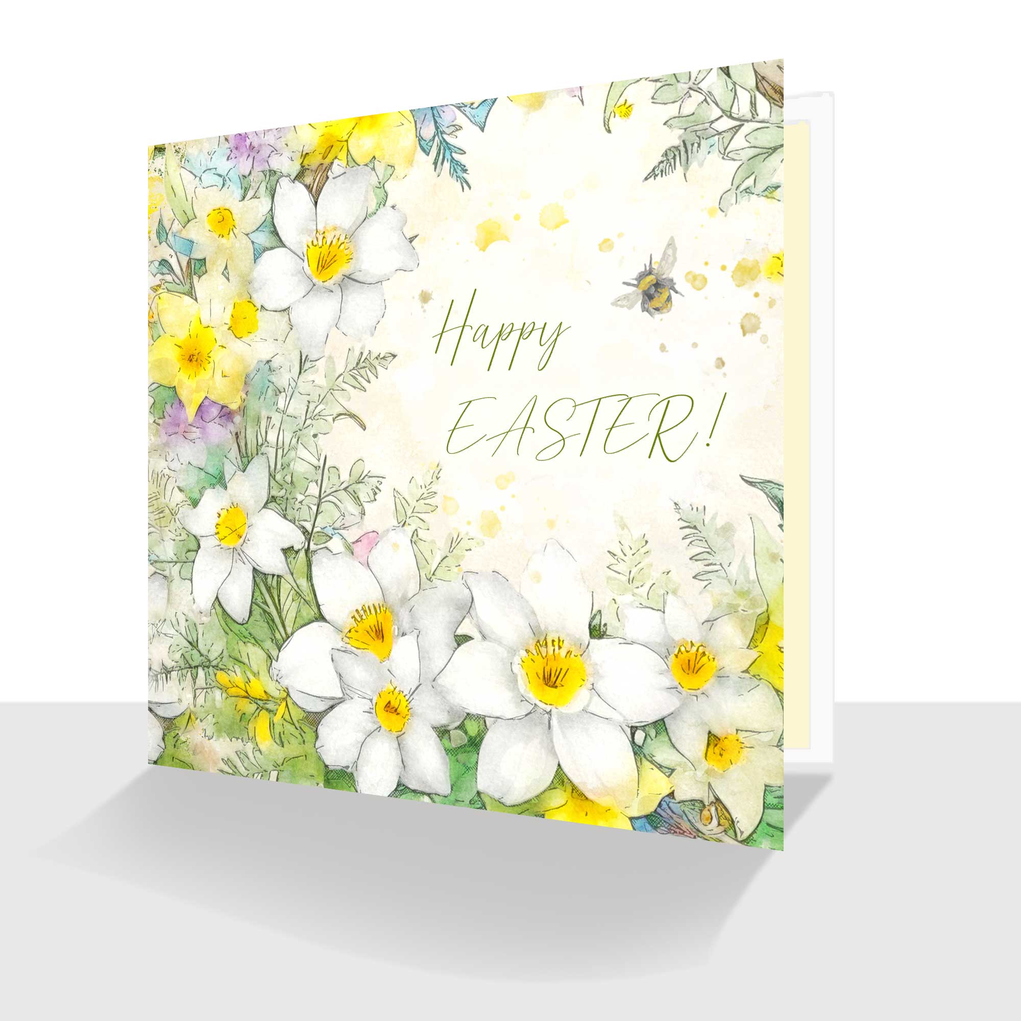 Luxury Easter Narcissus Card - Deluxe Easter Card- Single or 4 Pk