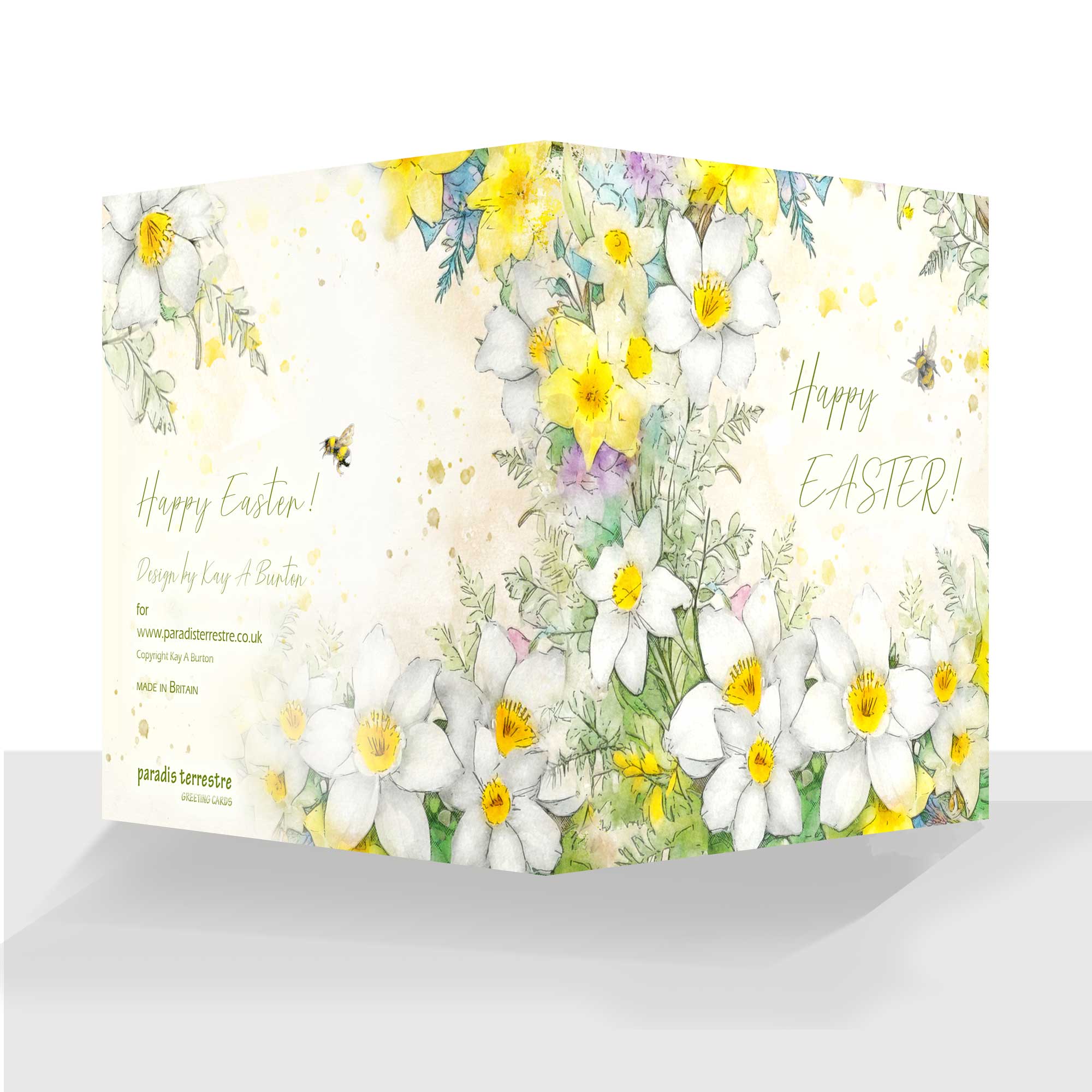 Luxury Easter Narcissus Card - Deluxe Easter Card- Single or 4 Pk