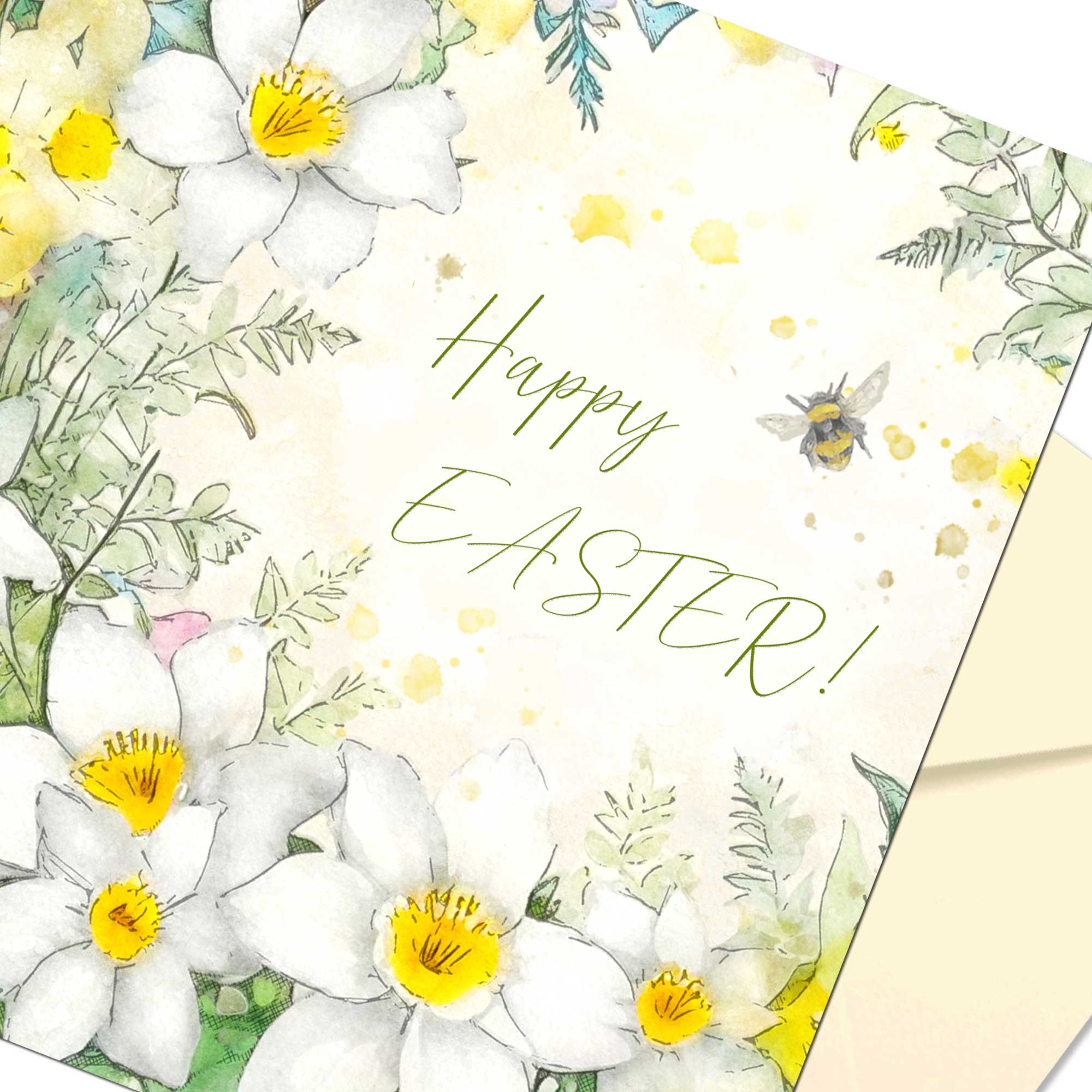 Luxury Easter Narcissus Card - Deluxe Easter Card- Single or 4 Pk